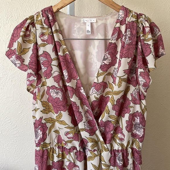 Leith Dresses Leith Beautiful Floral Flutter Sleeve High Low Midi